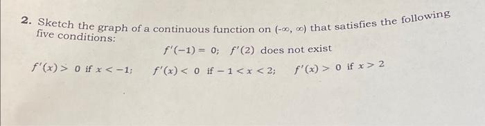 Solved 2. Sketch the graph of a continuous function on | Chegg.com