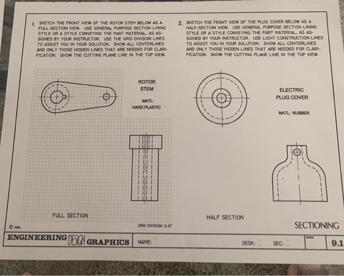 Solved 1. SKETCH THE FRONT VIEW OF THE ROTOR STEM BELOW AS A | Chegg.com
