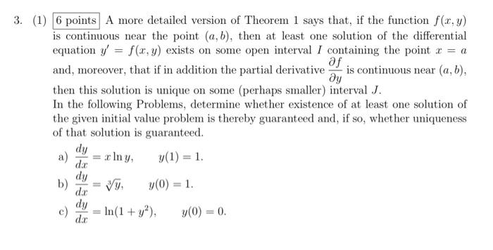 Solved 1 6 Points A More Detailed Version Of Theorem 1 
