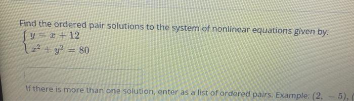 Solved Find the ordered pair solutions to the system of | Chegg.com