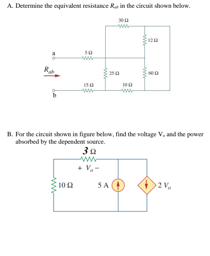 Solved A. Determine the equivalent resistance Rab in the | Chegg.com