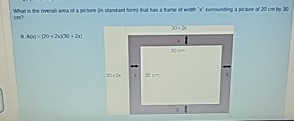 Solved What is the overall area of a picture (in standard | Chegg.com