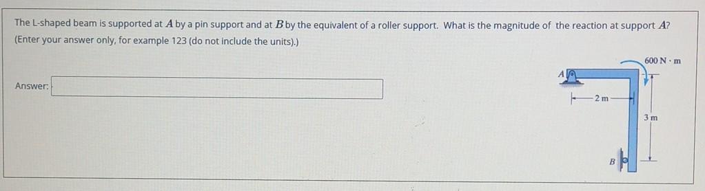 Solved The L-shaped beam is supported at A by a pin support | Chegg.com
