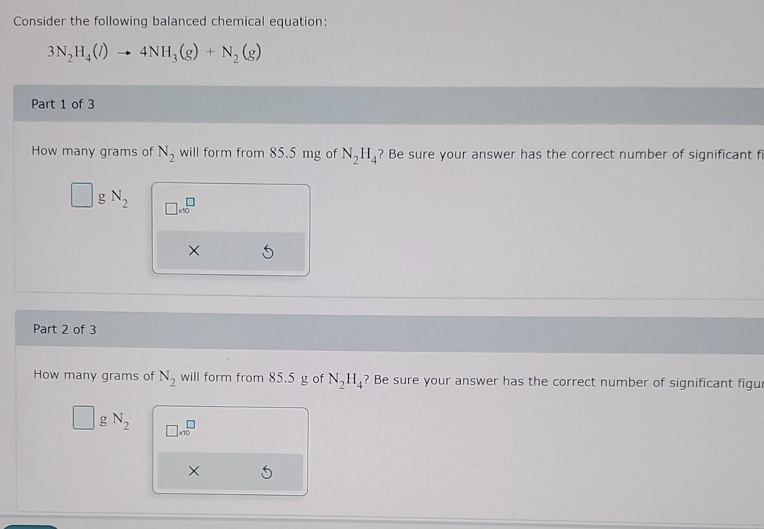 Solved Consider the following balanced chemical equation: 3 | Chegg.com