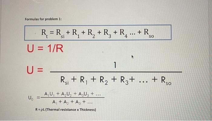 Solved PROBLEM 1 (50\%) Calculate the U value and R value | Chegg.com