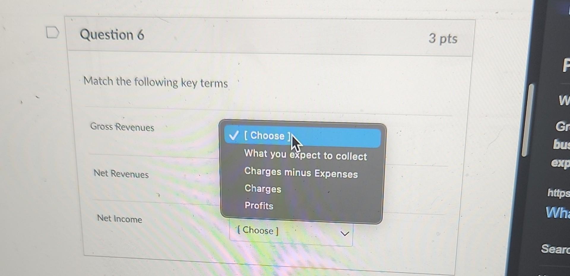 Solved Question 6 Match the following key terms Gross | Chegg.com