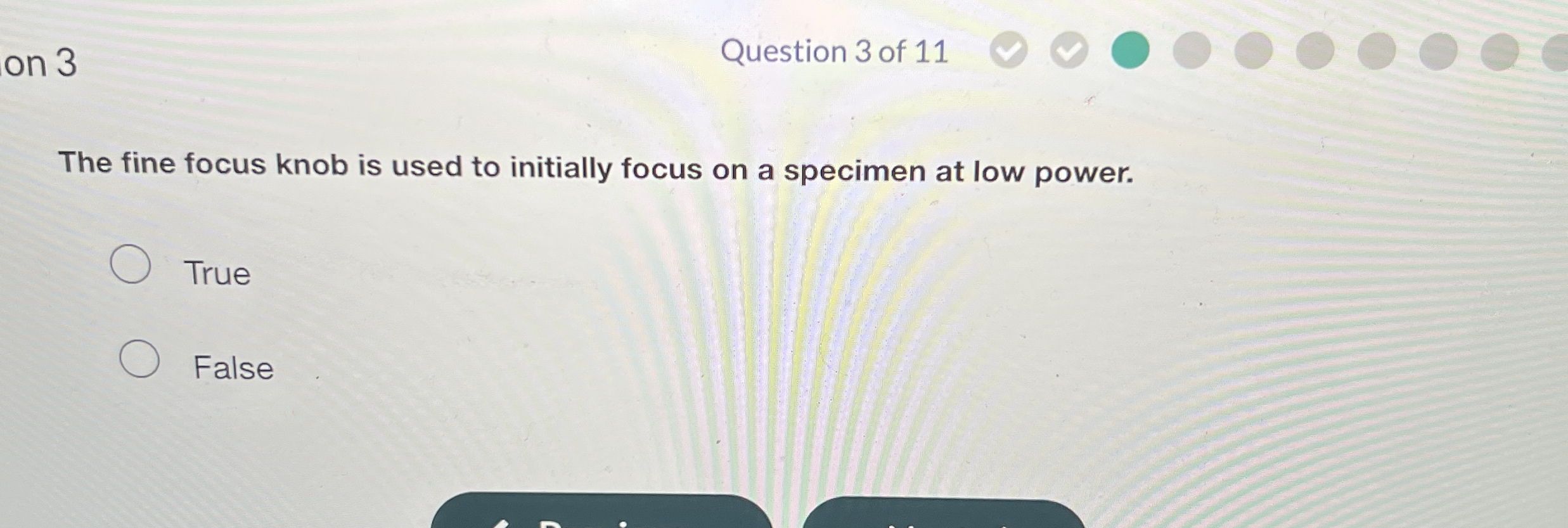 Solved on 3The fine focus knob is used to initially focus on | Chegg.com