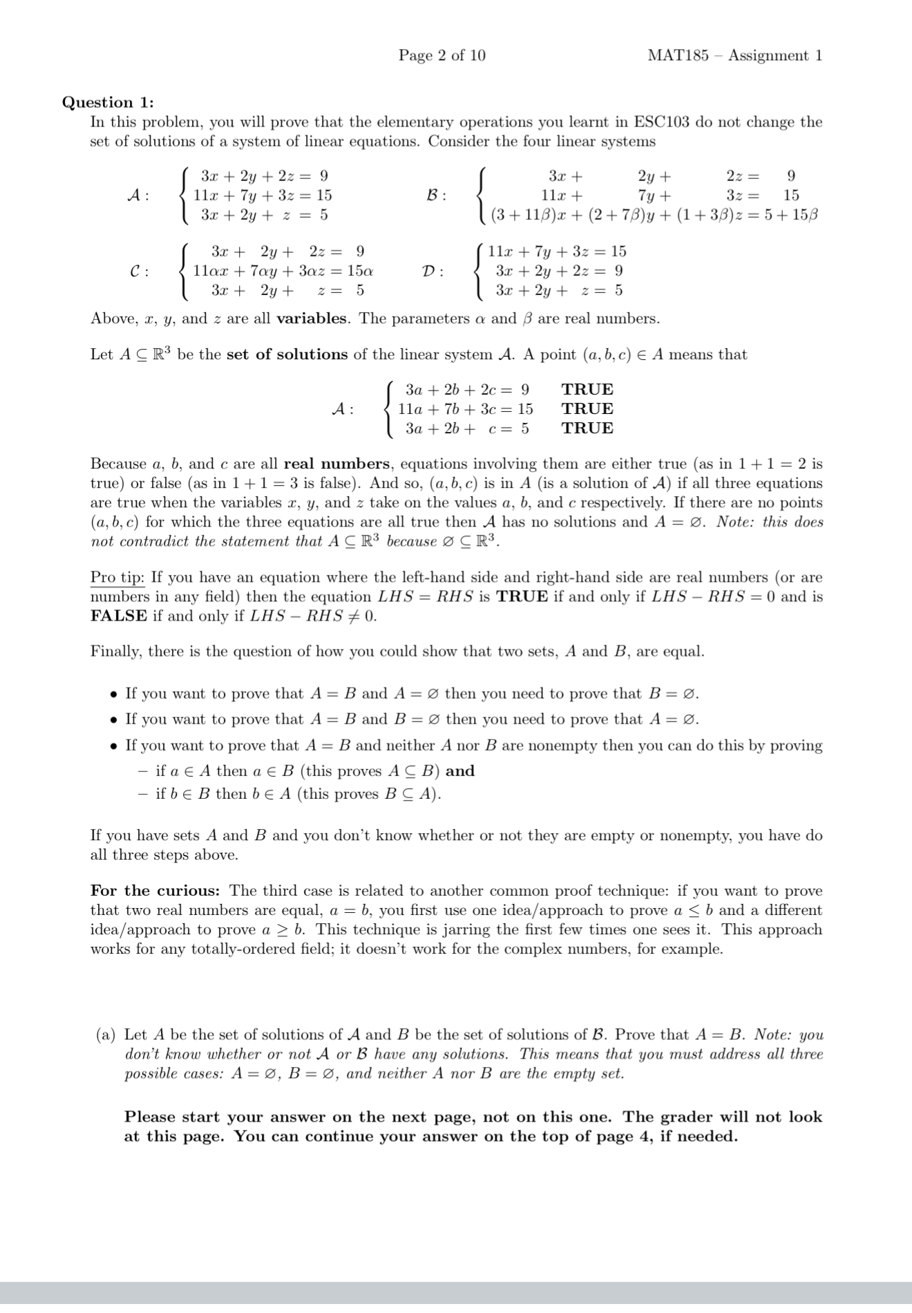 Solved Page 2 ﻿of 10MAT185 - ﻿Assignment 1Question 1:In this | Chegg.com