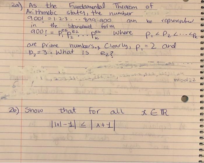 Solved za) As the Fundamental Theorem of Arithmetic states, | Chegg.com