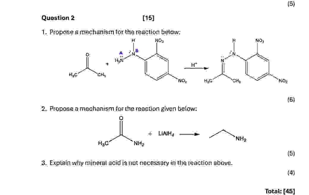 Solved (5)Question 2[15]2. ﻿Propase a mechanism for the | Chegg.com