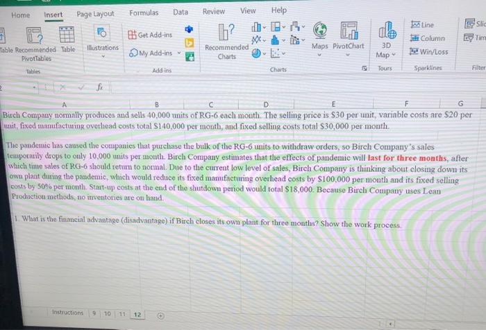 Solved Home Insert Formulas View Page Layout Data Review | Chegg.com