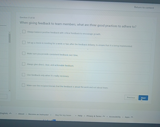 Solved Return to contentQuestion 17 ﻿of 50When giving | Chegg.com