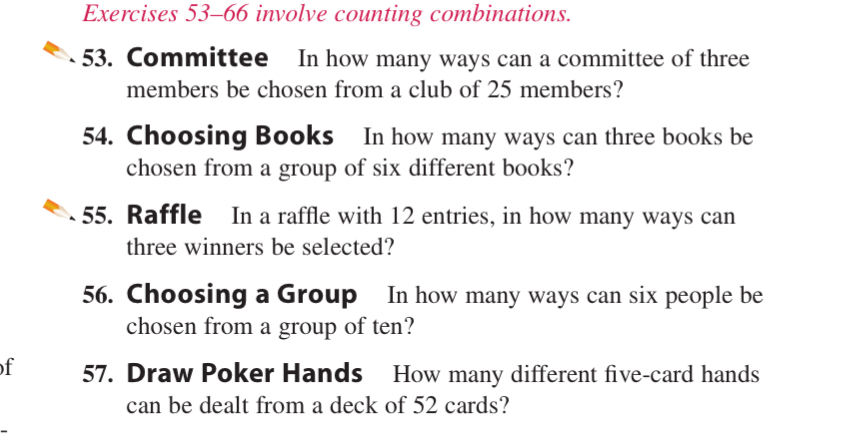 Solved Exercises 53-66 ﻿involve counting combinations.53. | Chegg.com