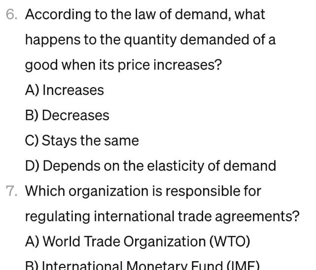 Solved According to the law of demand, what happens to the | Chegg.com