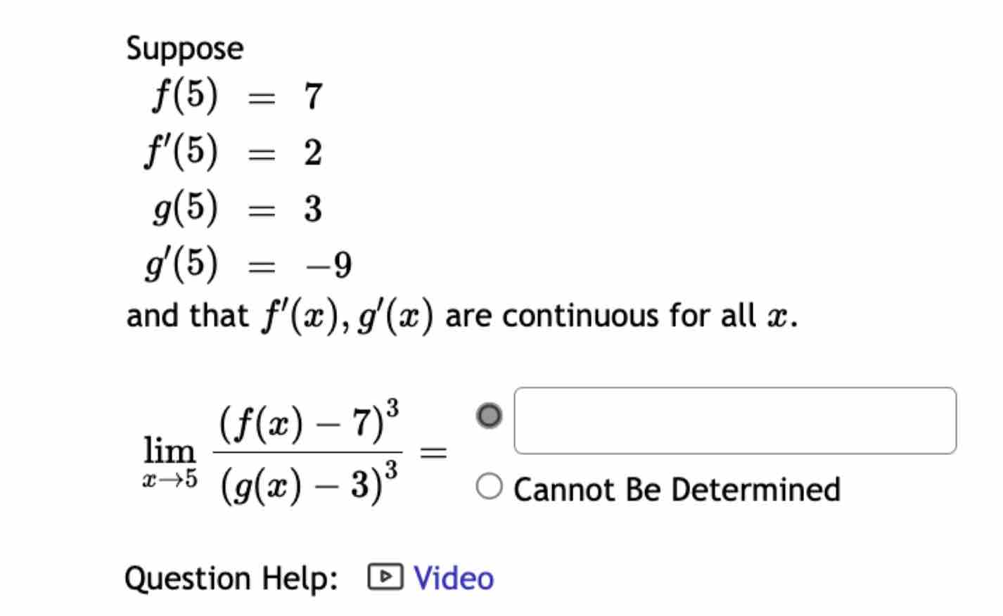 Solved Supposef(5)=7f'(5)=2g(5)=3g'(5)=-9and that | Chegg.com