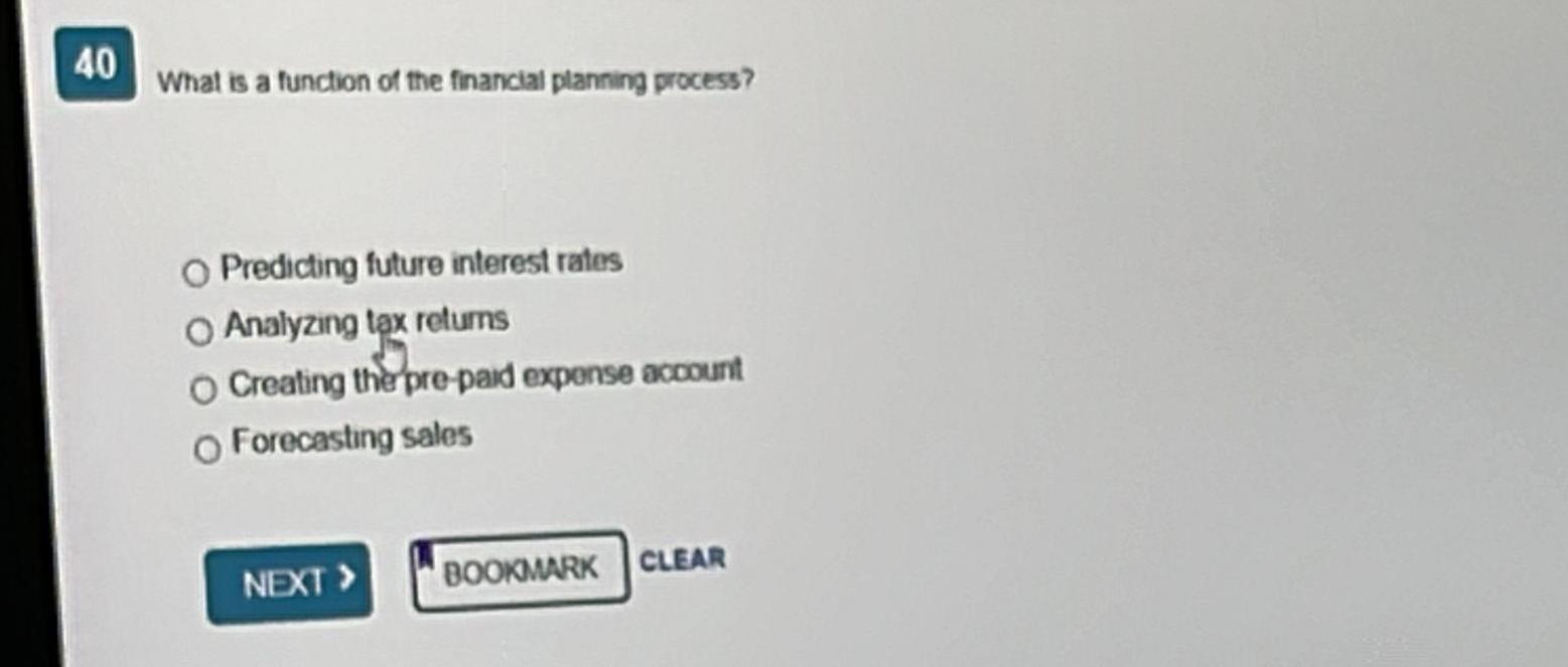 Solved What is a function of the financial planning process? | Chegg.com
