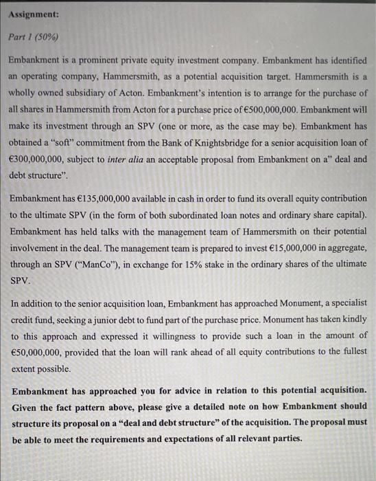 Solved Assignment: Part 1 (50%) a Embankment is a prominent | Chegg.com