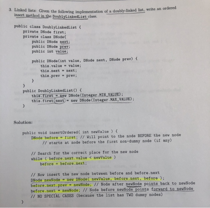Solved 3. Linked lists: Given the following implement ation | Chegg.com