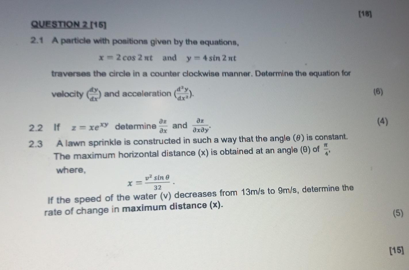 Solved 2.1 A particle with positions given by the equations, | Chegg.com
