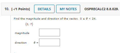 Solved Find the magnitude and direction of the vector, | Chegg.com