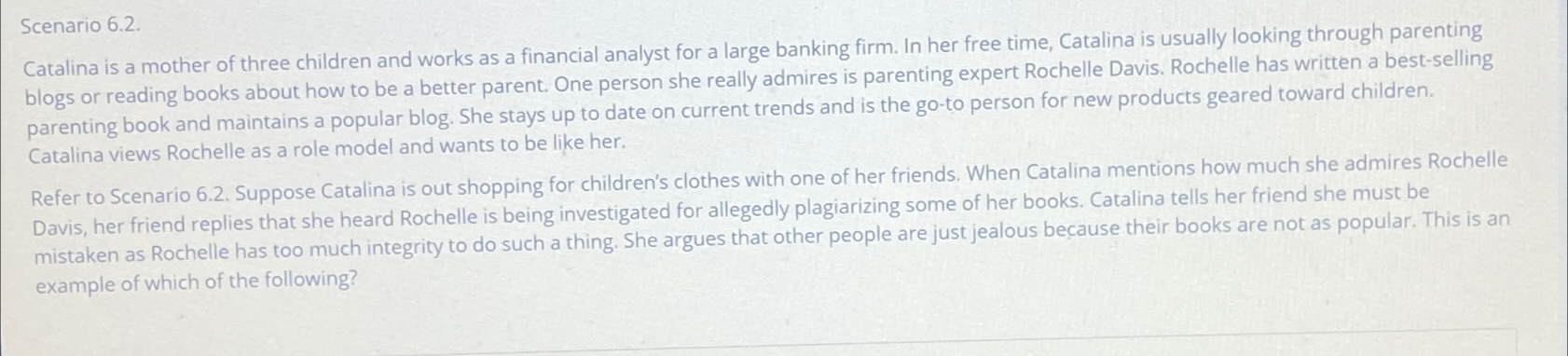 Solved Scenario 6.2.Catalina is a mother of three children | Chegg.com