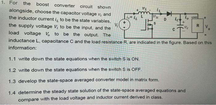 Solved 1. For the boost converter circuit shown alongside, | Chegg.com