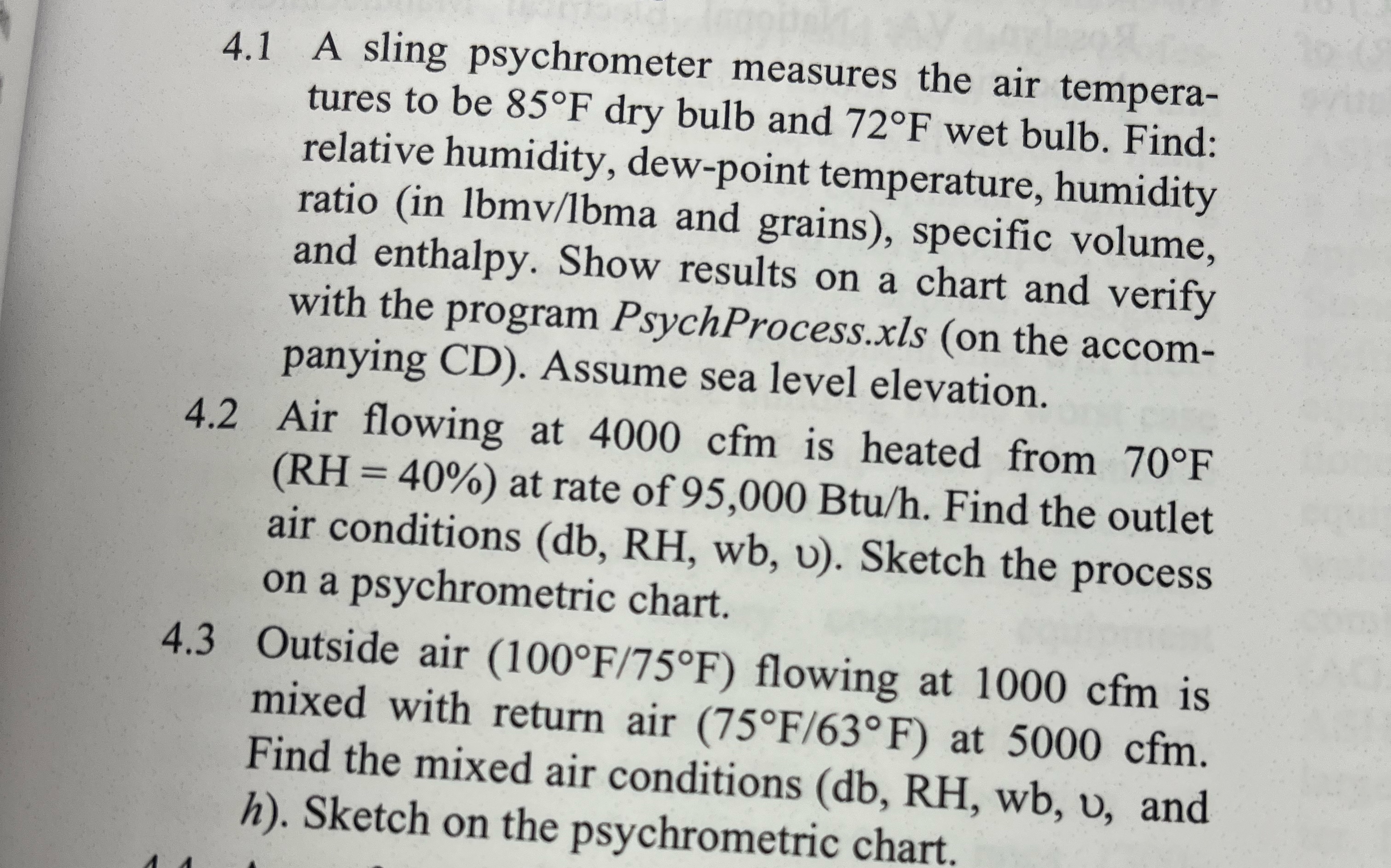 Solved 4.1 ﻿A sling psychrometer measures the air | Chegg.com