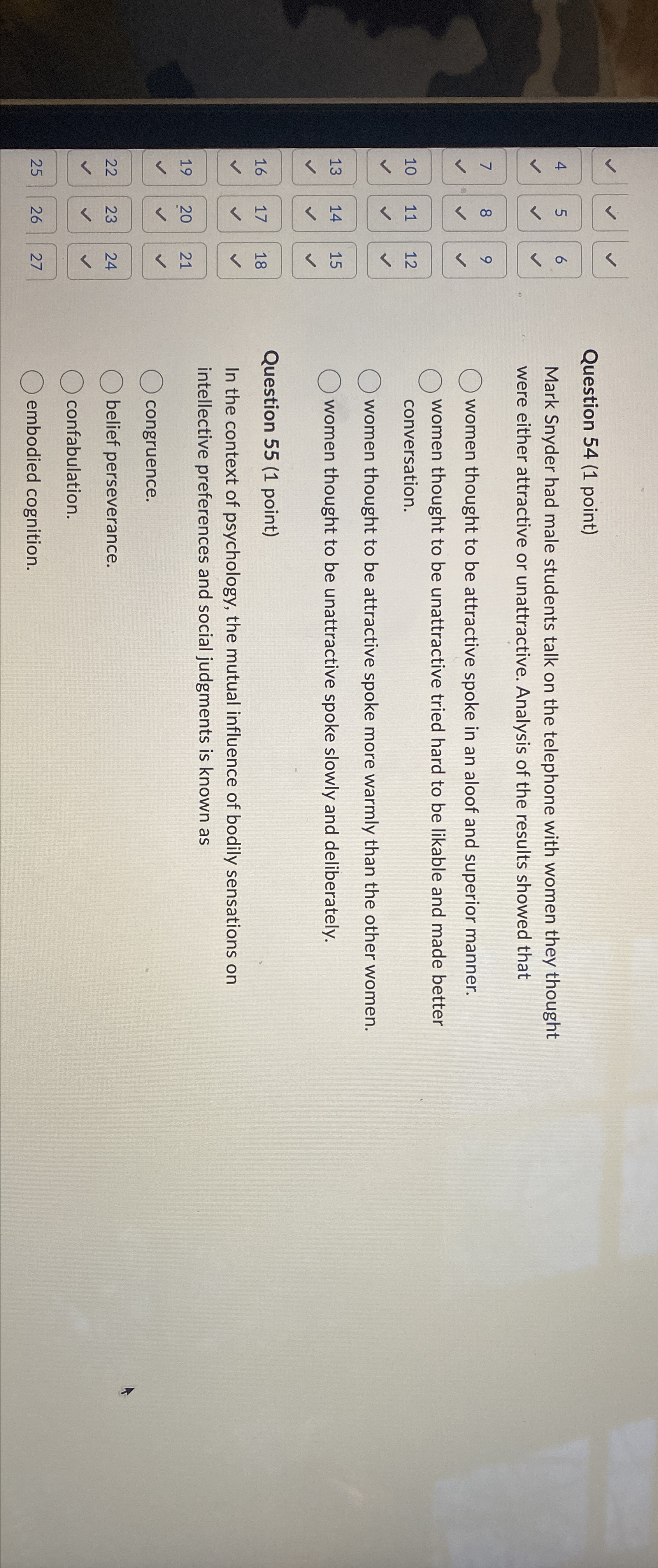 Solved Question 54 (1 ﻿point)Mark Snyder had male students | Chegg.com