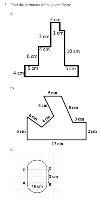 Solved 3. Find the perimeter of the given figure | Chegg.com