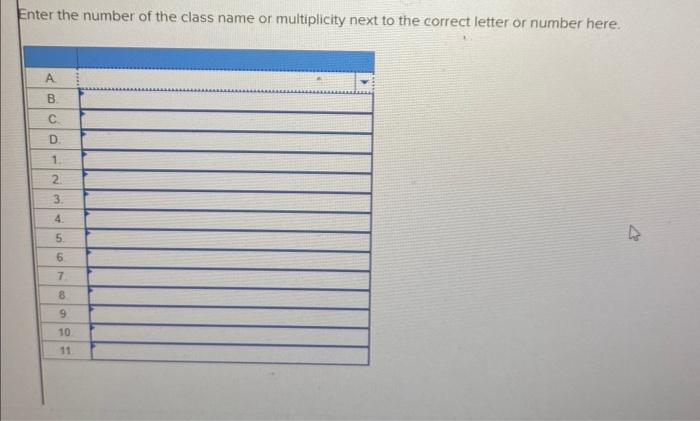 Solved Enter the number of the class name or multiplicity | Chegg.com