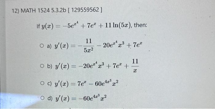 Solved 12) MATH 1524 5.3.2b [ 129559562 ] If | Chegg.com