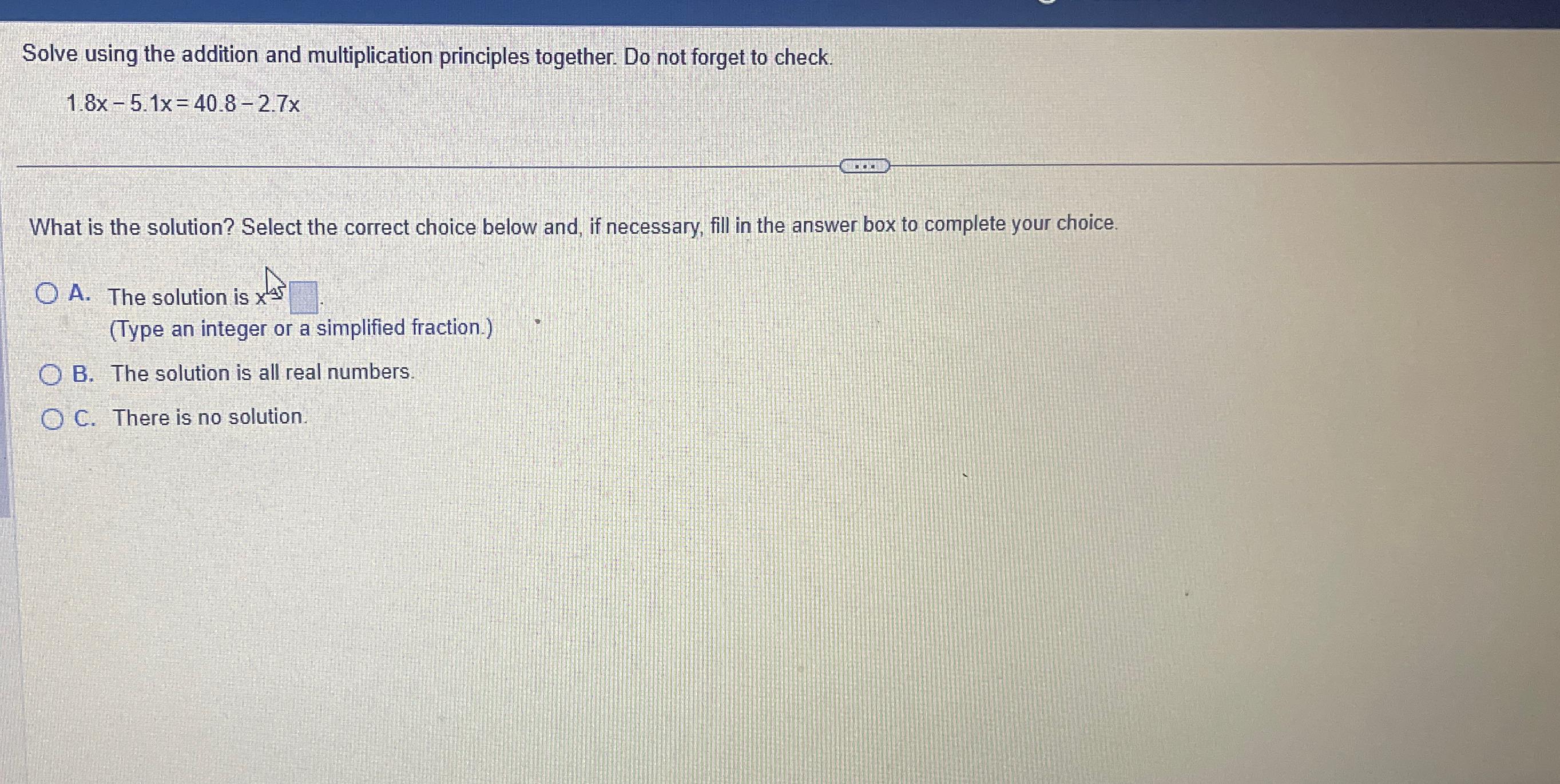 Solved Solve using the addition and multiplication | Chegg.com