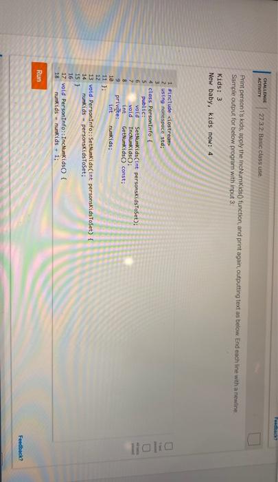 Solved CHALLENGE ACTIVITY 27.3.2: Basic class use Print | Chegg.com