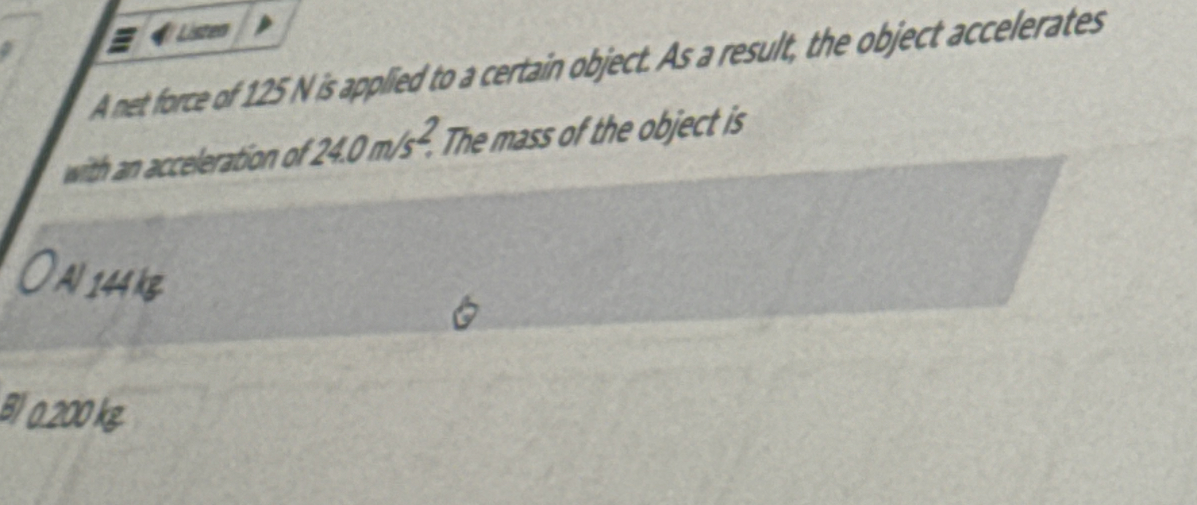 Solved Anef force of 125 ﻿N is applied to a certain object. | Chegg.com