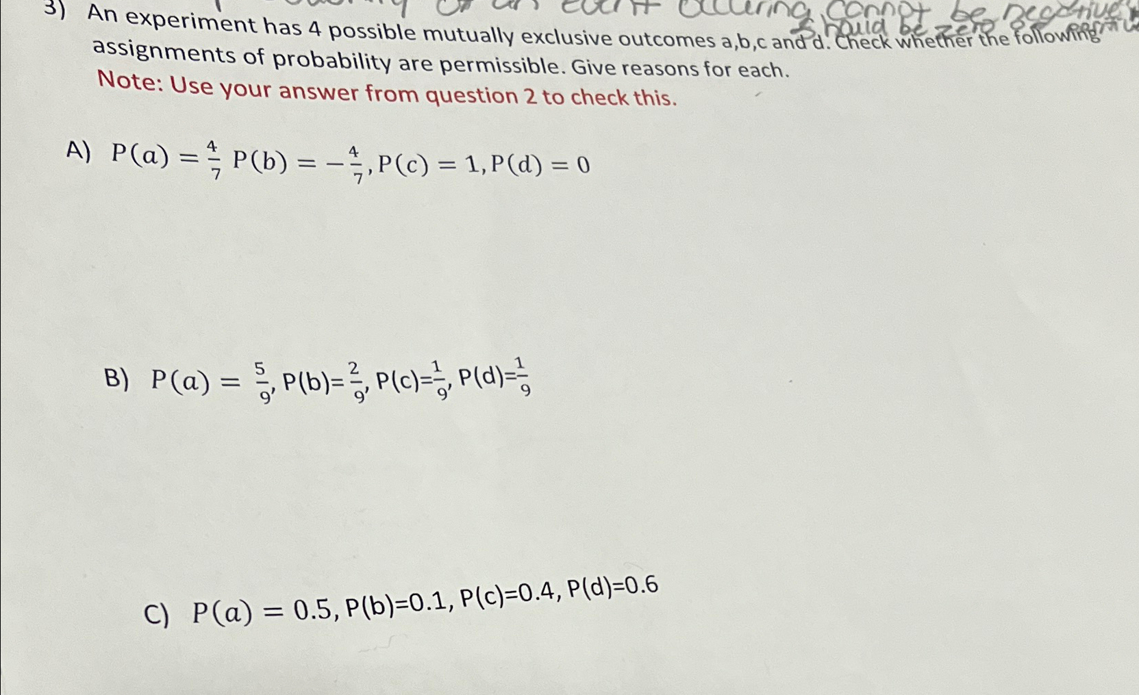Solved An experiment has 4 ﻿possible mutually exclusive | Chegg.com
