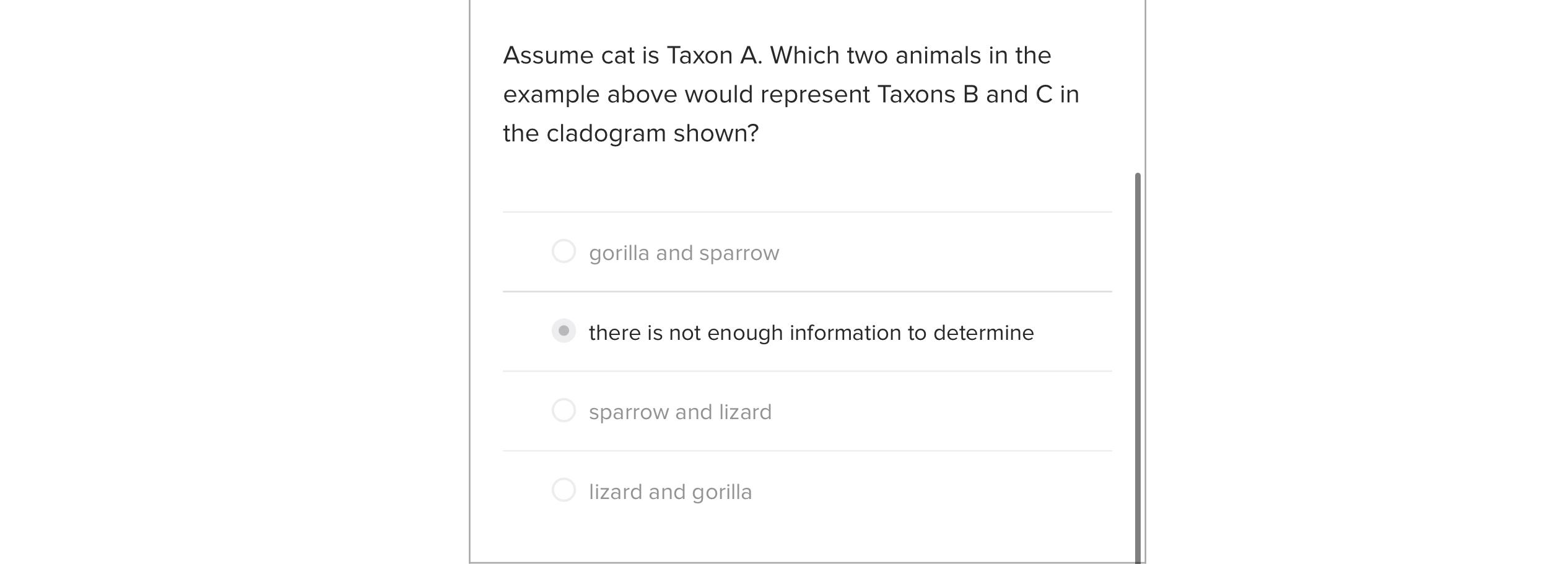 Solved Assume cat is Taxon A. ﻿Which two animals in the | Chegg.com