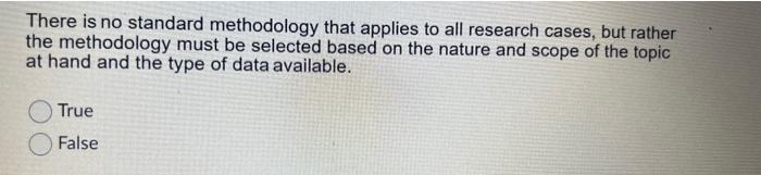 Solved There is no standard methodology that applies to all | Chegg.com