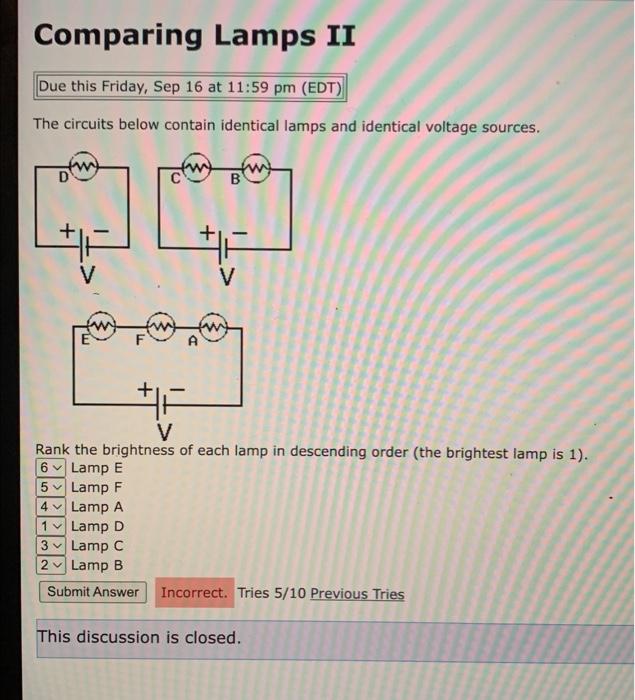 Solved The circuits below contain identical lamps and | Chegg.com