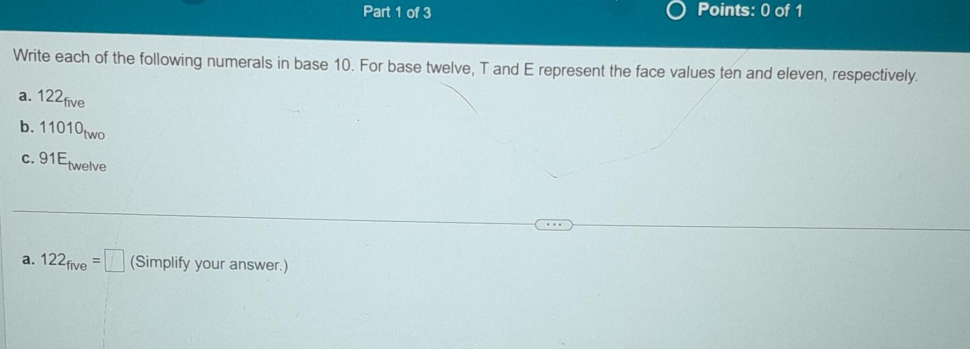 Solved Write each of the following numerals in base 10. For | Chegg.com