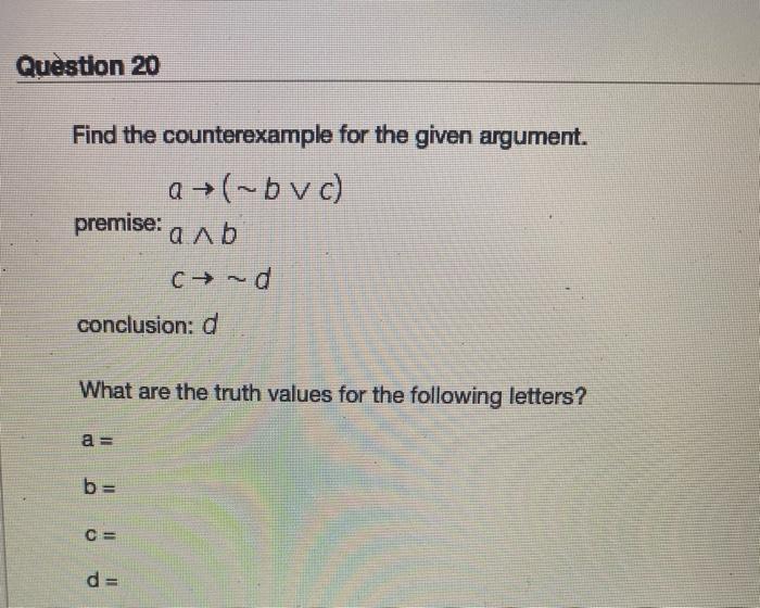 Solved Question 18 Find the counterexample for the given | Chegg.com