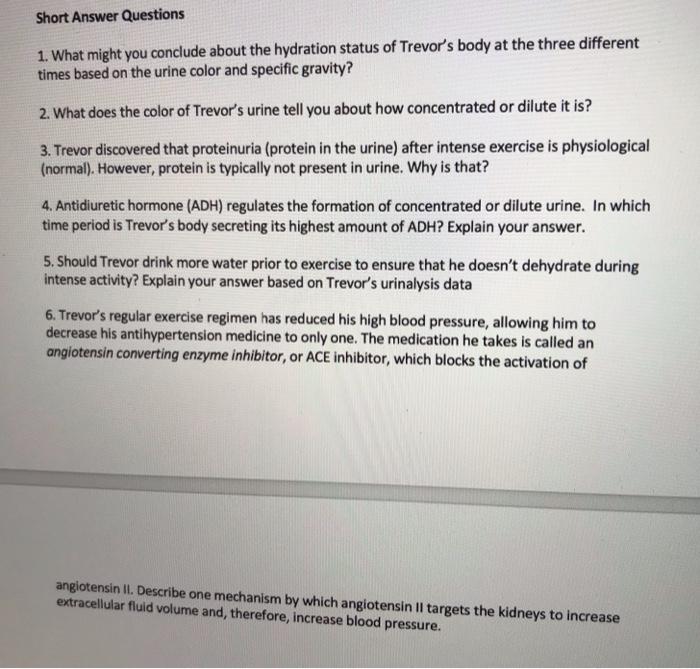 Solved A Case Study on the Urinary System Trevor was | Chegg.com