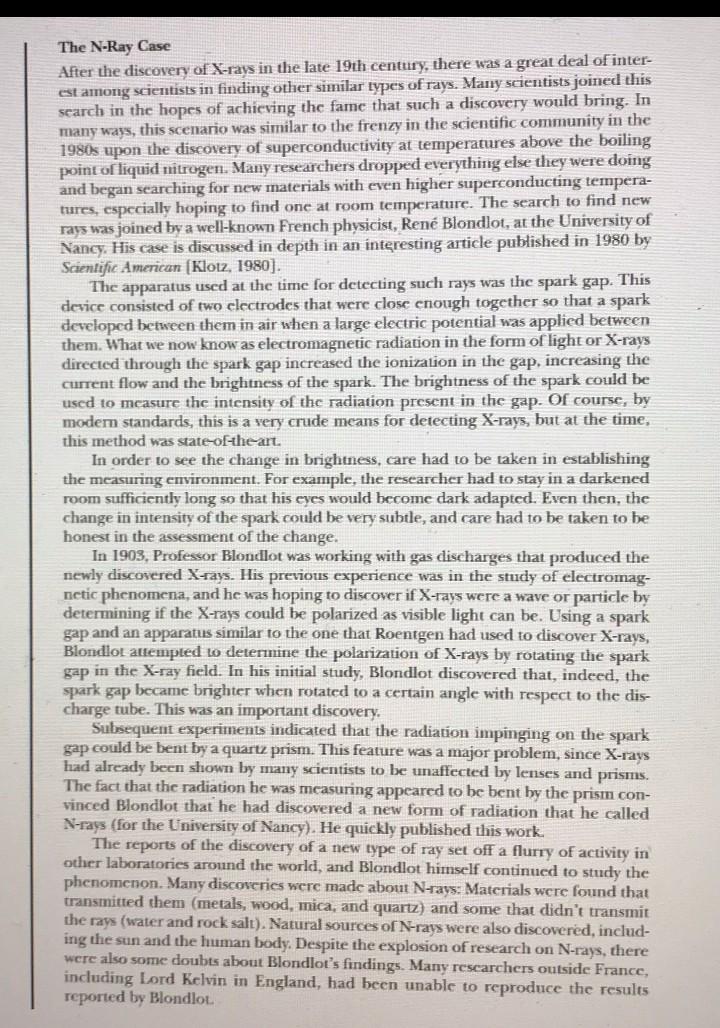 N-RAYS How well is the N-ray case described by | Chegg.com