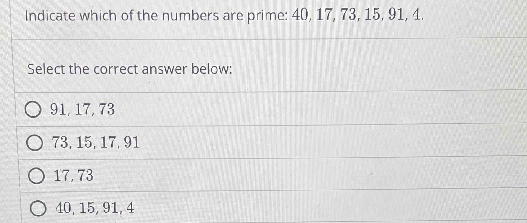 Solved Indicate which of the numbers are prime: | Chegg.com