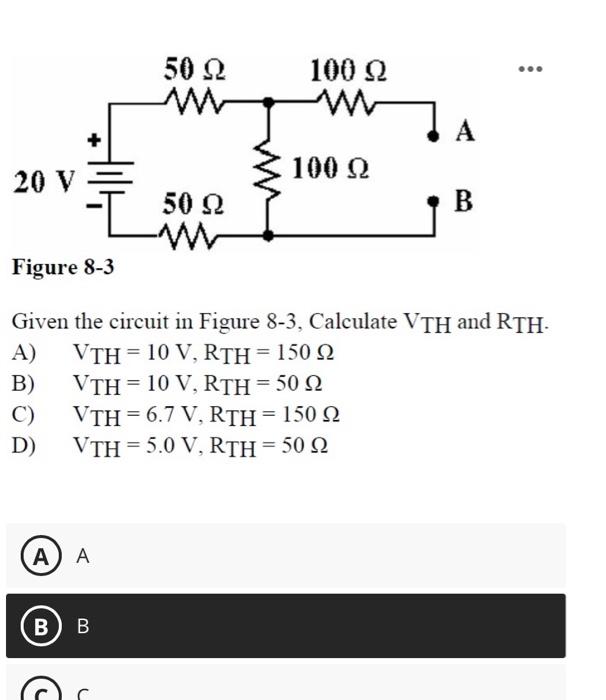 Solved Given the circuit in Figure 8-3, Calculate VTH and | Chegg.com