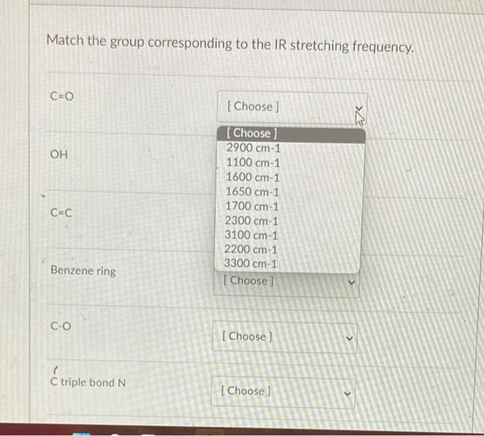 Solved Match the group corresponding to the IR stretching | Chegg.com