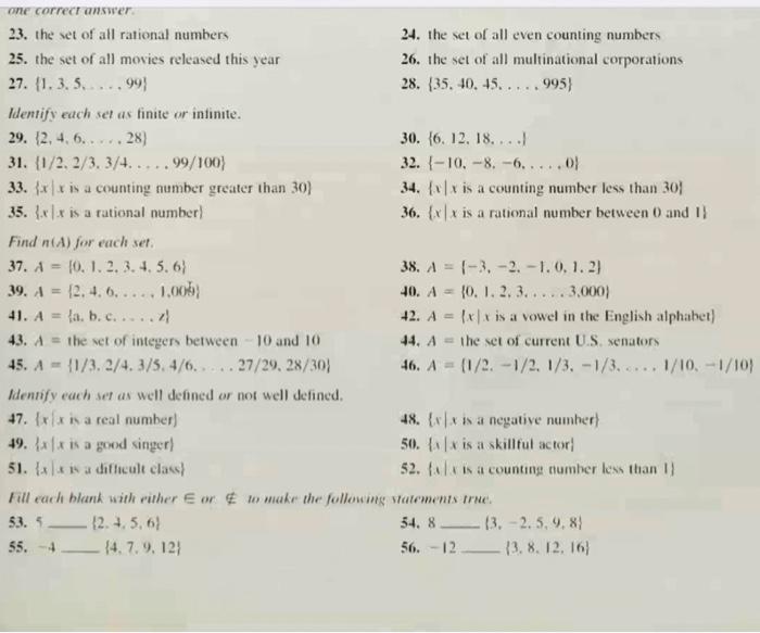 Solved 23. the set of all rational numbers 24. the set of | Chegg.com