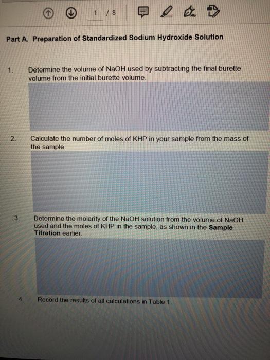 Solved 1 / 8 Part A. Preparation of Standardized Sodium | Chegg.com