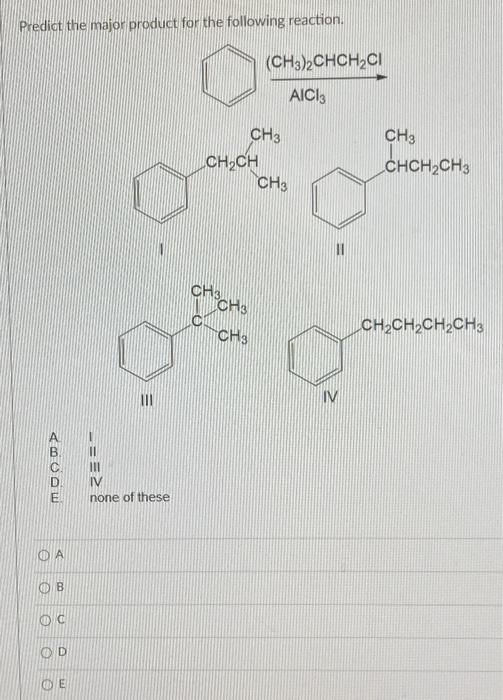 Solved Predict the major product for the following reaction. | Chegg.com