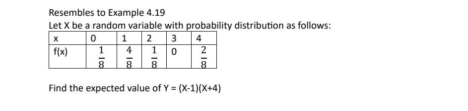 Solved Resembles to Example 4.19 Let X be a random variable | Chegg.com