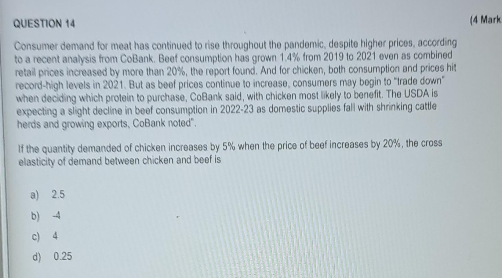 Consumer demand for meat has continued to rise | Chegg.com